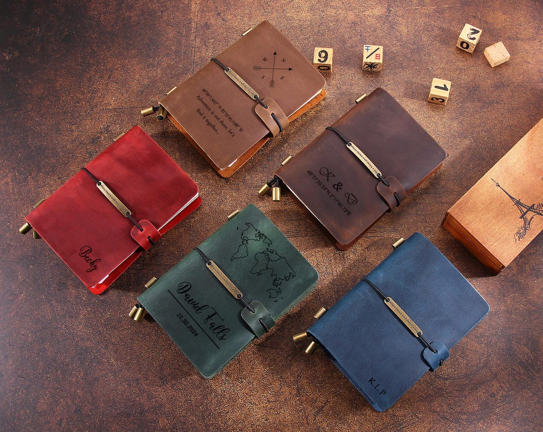 Personalized Leather Traveler's Notebook - Travel Diary Sketchbook ...