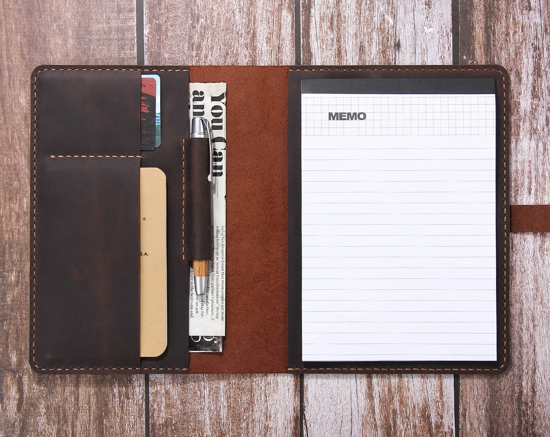 Persoanlzied Leather A5 Writing Pad Padfolio, Handmade Leather ...