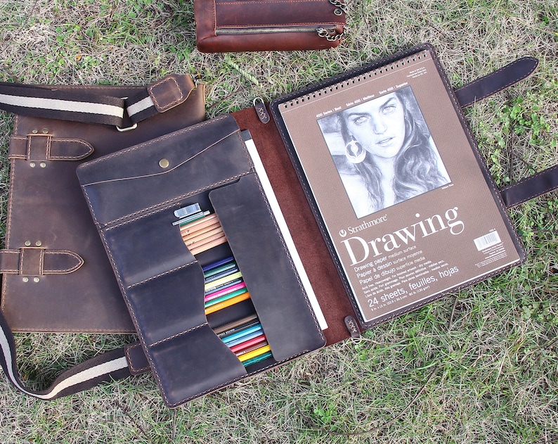 Handmade Leather Sketchbook Drawing Cover Personalized - Etsy