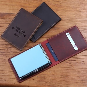 Personalized Genuine Leather Notepad Cover for 3.5"x5.5" Top Spiral ...