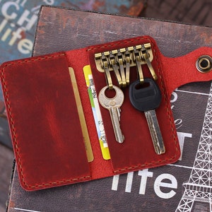 Personalized Leather Key Case, Monogram Key Holder, Custom Leather Key ...