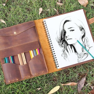 Personalized Leather Sketchbook Cover Leather Artist Sketch - Etsy