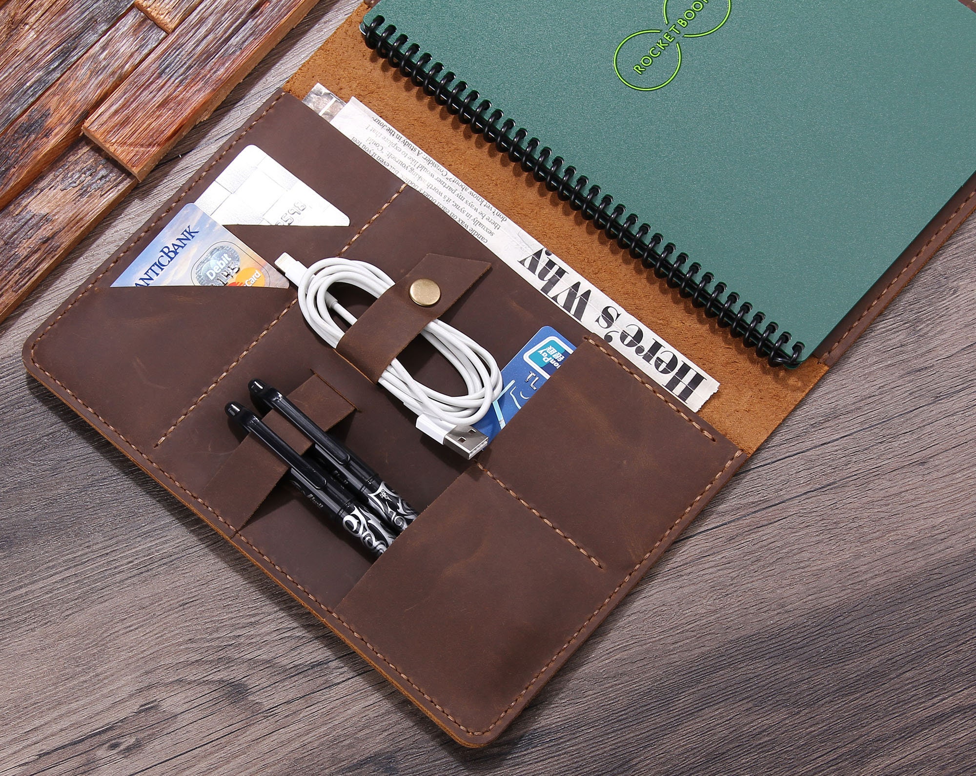 Personalized Leather Portfolio Folder for Rocketbook Reusable - Etsy UK