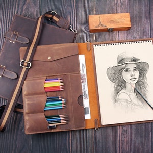Custom 11x14 Sketchpad Cover Case, Handmade Leather Sketchbook Cover ...