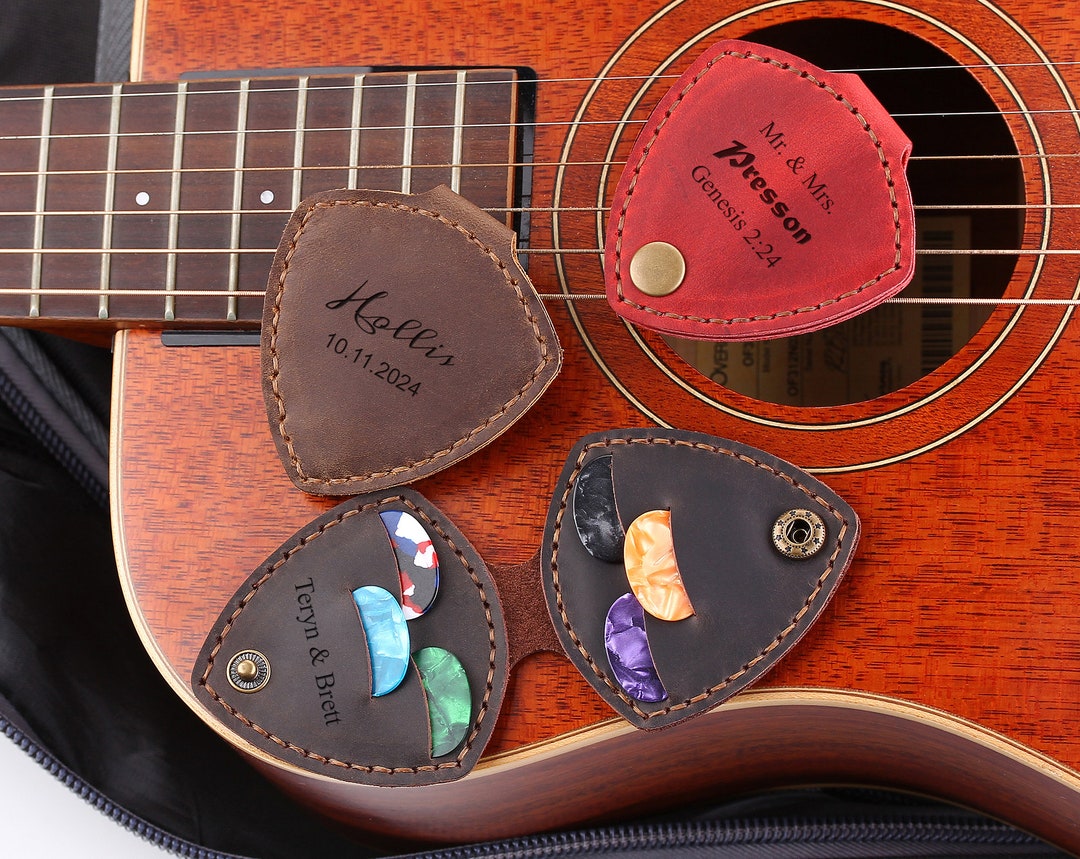 Personalized Leather Guitar Pick Holder, Custom Guitar Pick Case ...