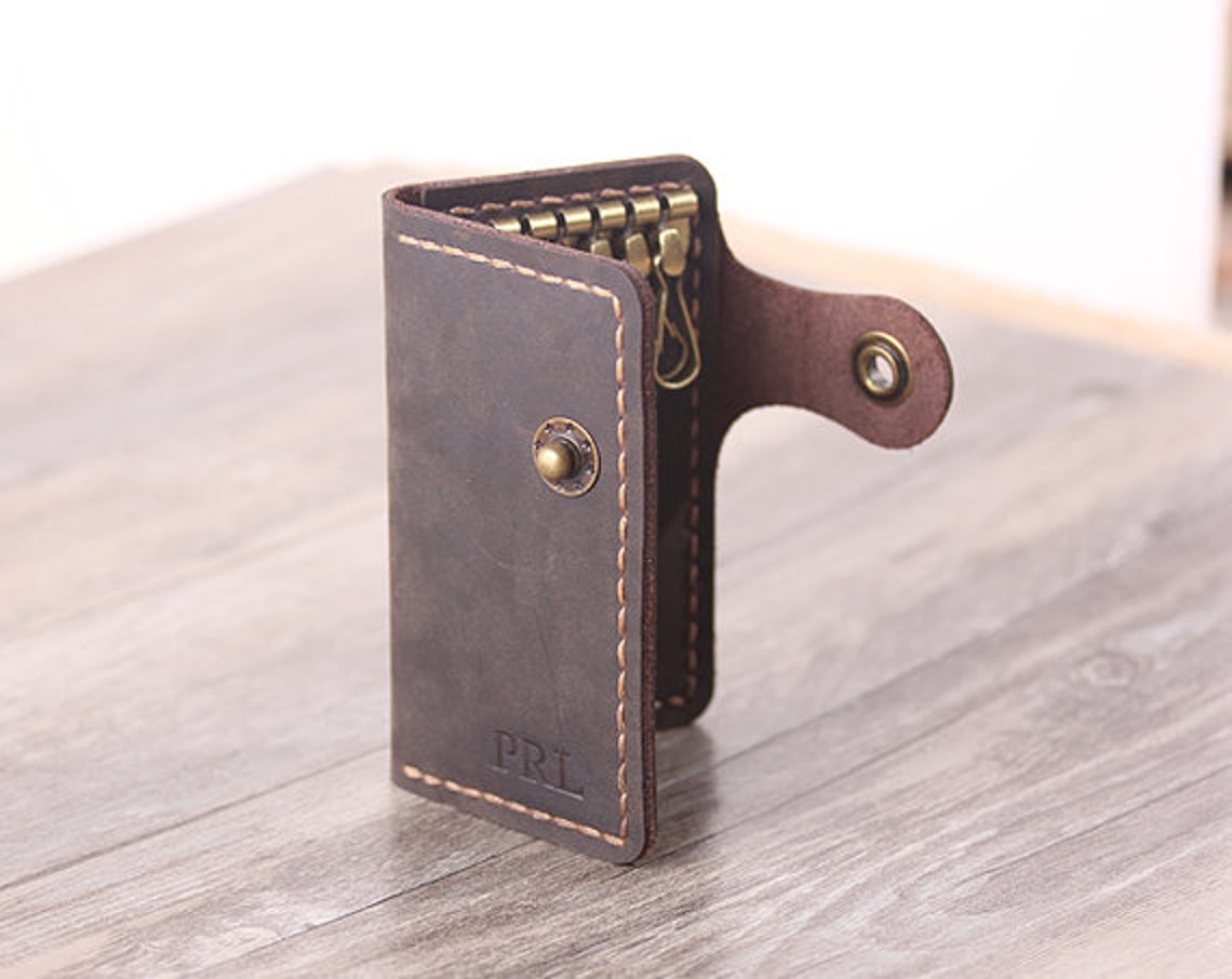 Personalized Leather Key Case, Leather Key Holder, Handmade Leather Key ...