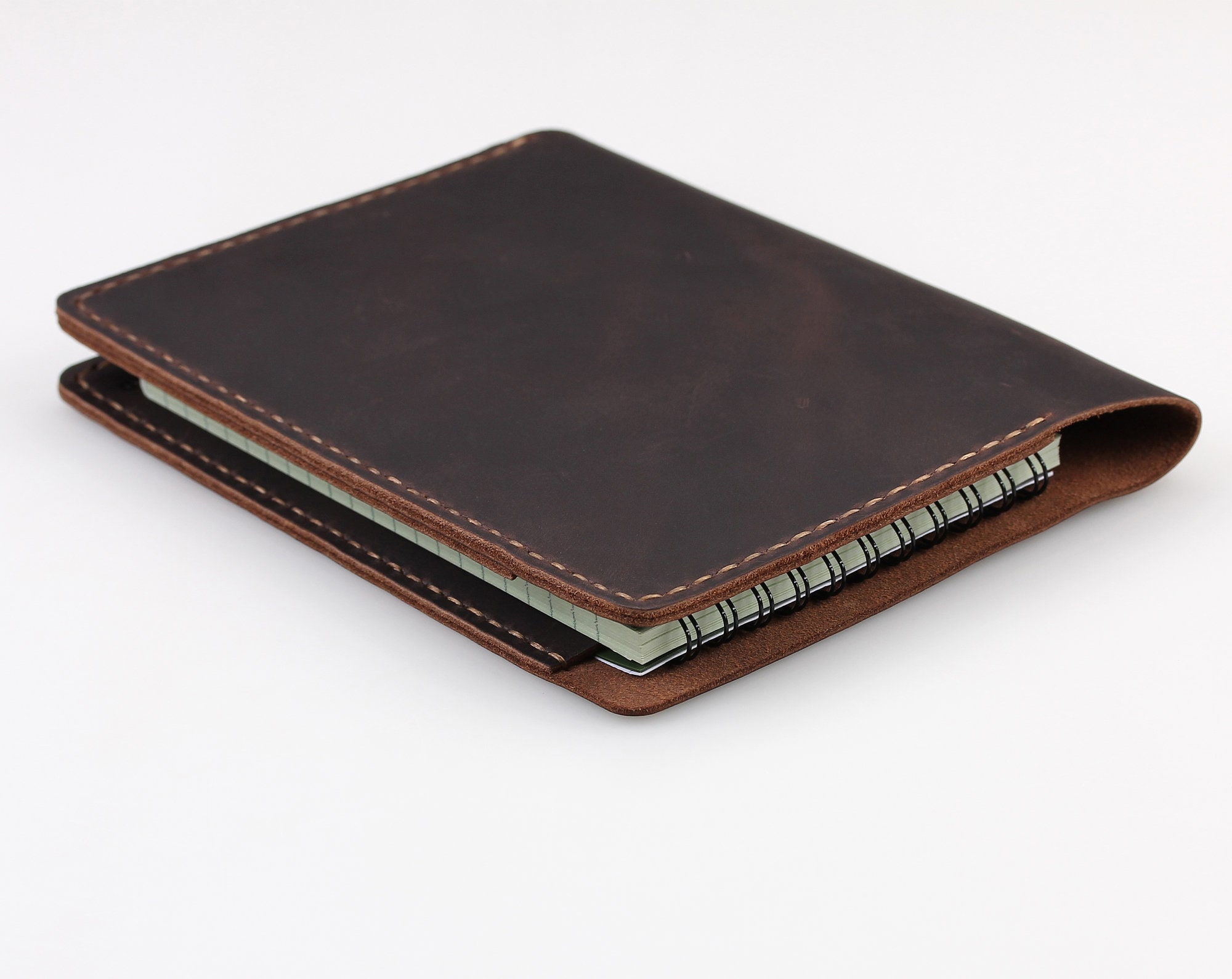 Personalized 4" X 6" Top Bound Notebook Cover, Custom Leather Cover for 4 X6 Top Spiral Notebook ...