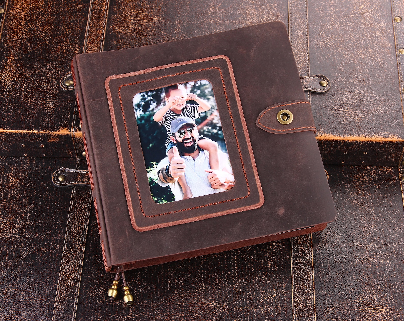 Handmade Leather Photo Album Self-adhesive, 70 Pages Sticky Page, Self ...