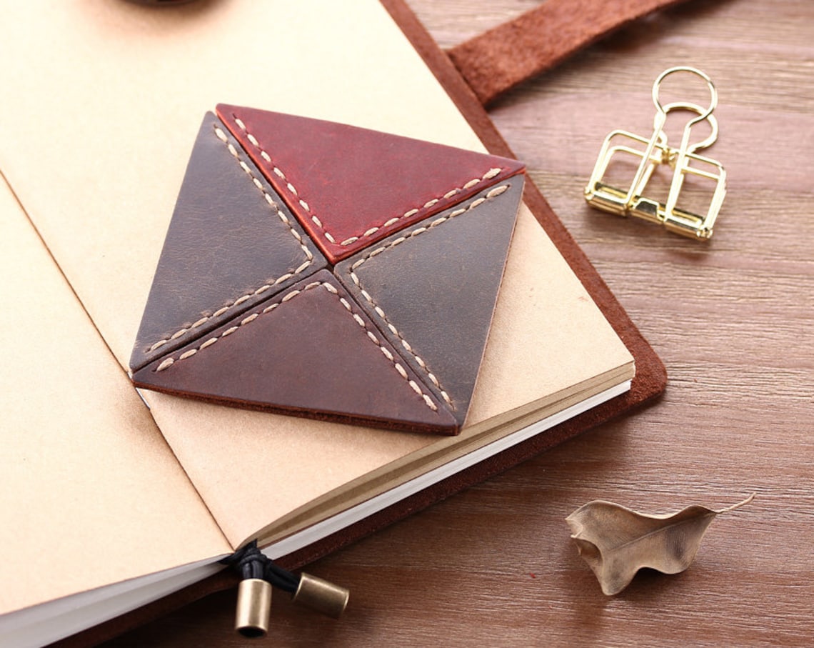 Set of 2 Vintage Leather Bookmark Personalized Handmade | Etsy