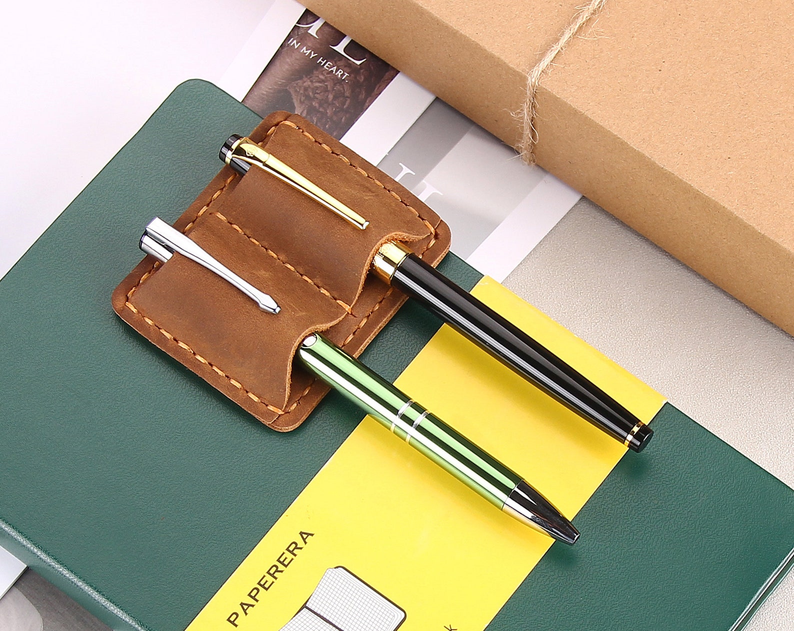 Handmade Leather Pen Clip for Books & Notebooks, Personalized Notebook ...