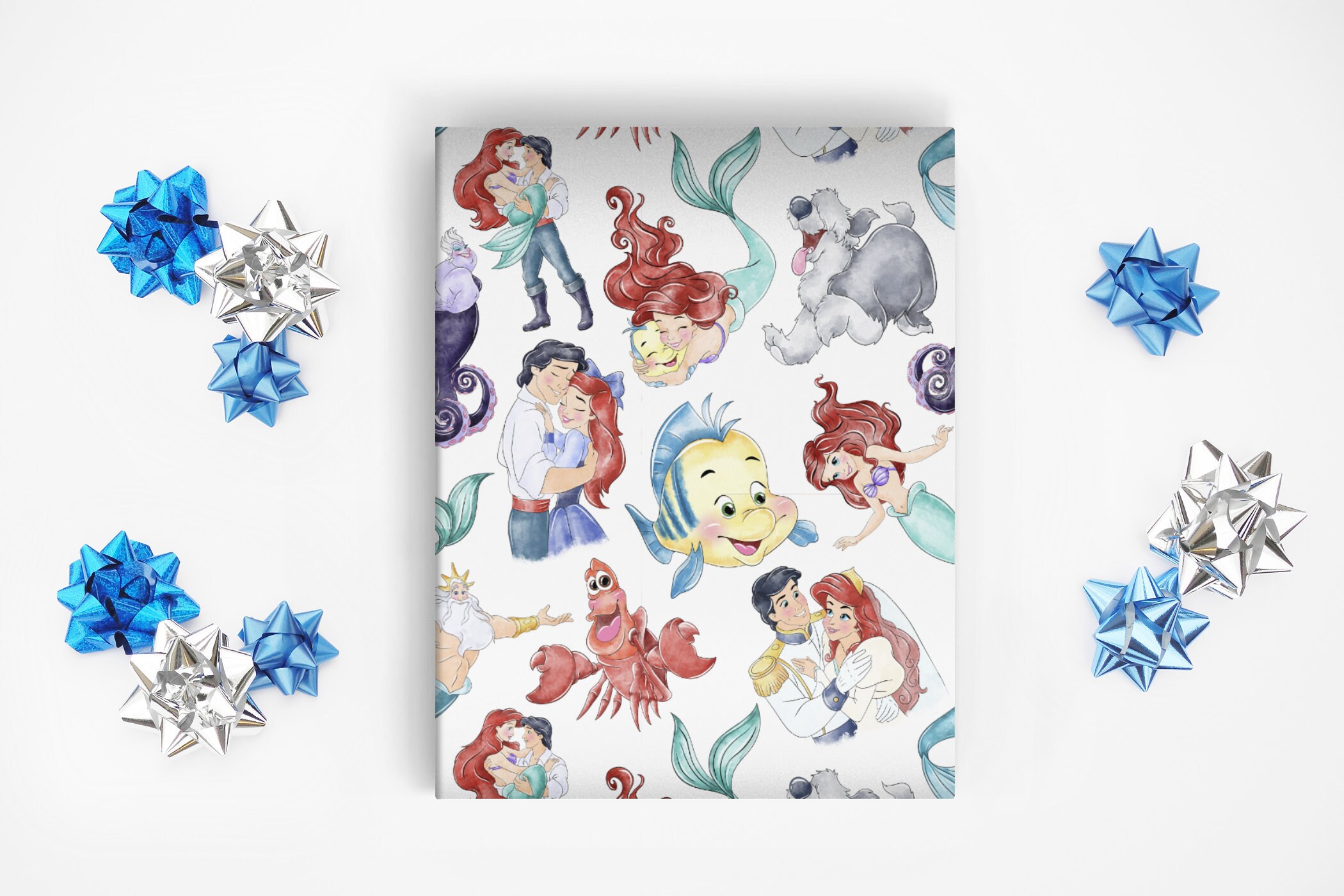 Gift Wrap Set of 3 Sheets The Little Mermaid Wrapping Paper Sheets ...