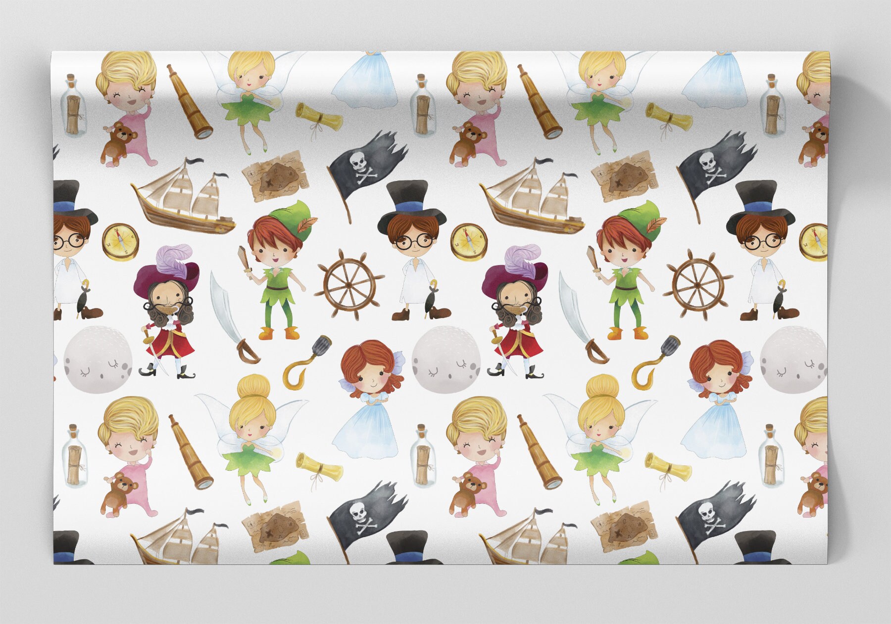 Peter Pan Wrapping Paper Sheets Designed & Sold By Sabrina Coordinated