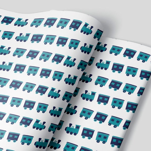 Train Wrapping Paper Train Gift Wrap Train Birthday Party - Etsy
