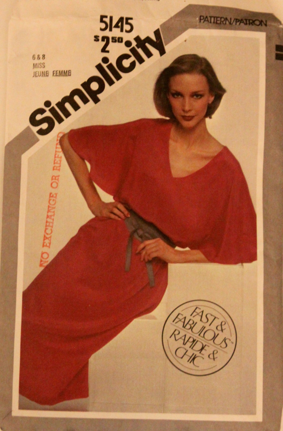 Vintage 1981 Sewing Pattern, SIMPLICITY 5145. USA Size 6 8. Pullover ...