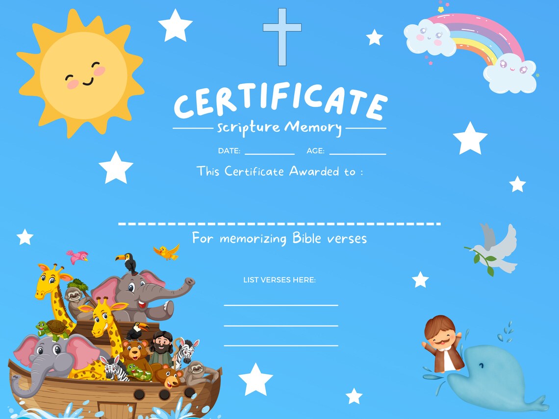 Bible Verse Memorization Certificate | Printable | Scripture ...