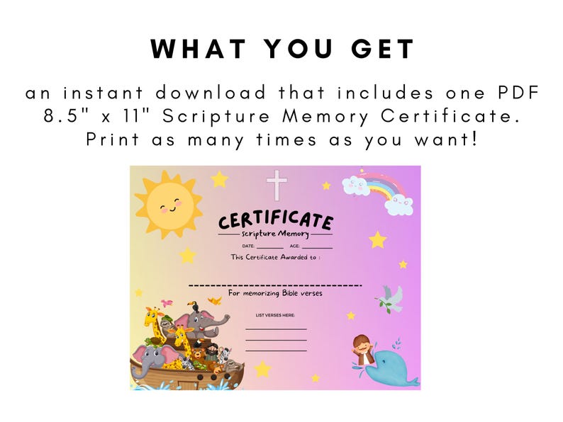 Bible Verse Memorization Certificate | Printable | Scripture ...