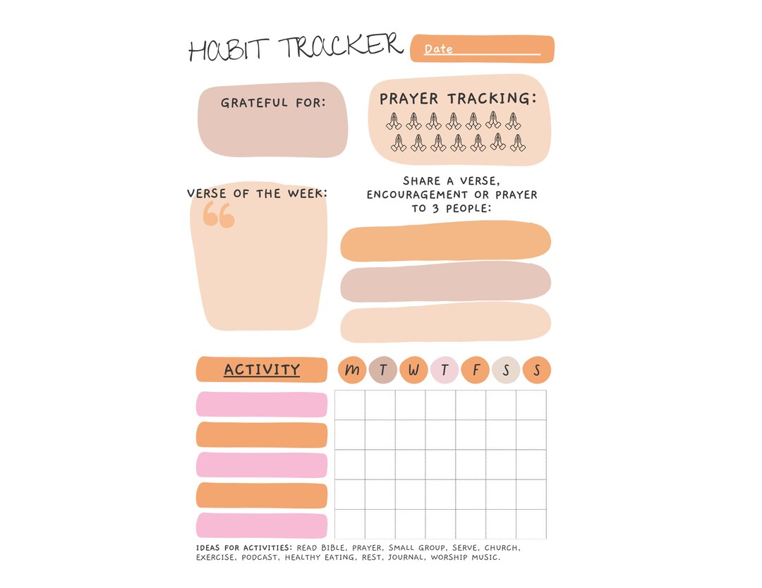 Simple Aesthetic Habit Tracker | Printable | Gratitude Prayer | Digital ...