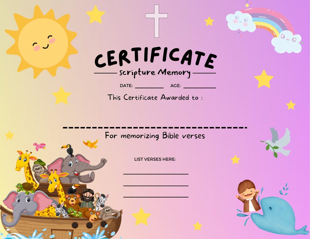 Bible Verse Memorization Certificate | Printable | Scripture ...