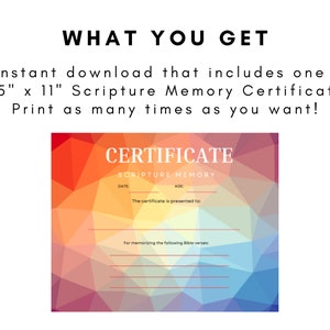 Bible Verse Memorization Certificate | Printable | Scripture ...