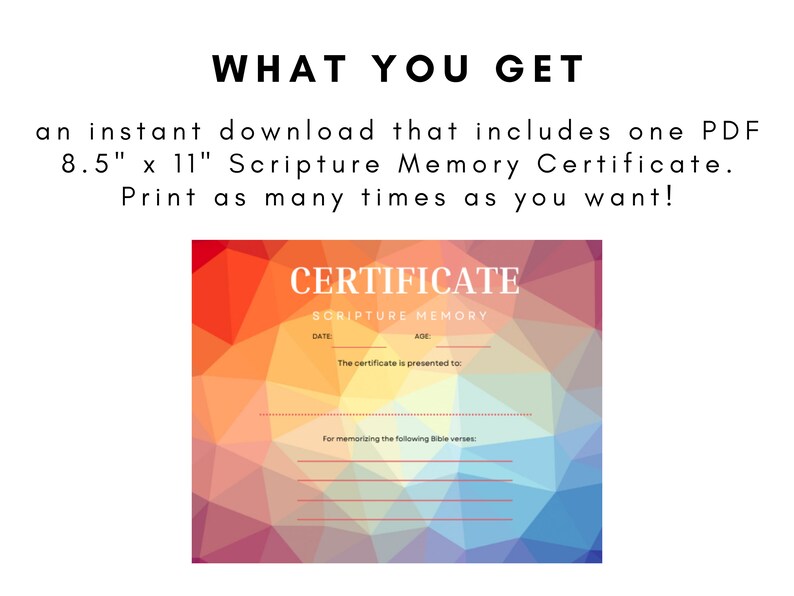 Bible Verse Memorization Certificate | Printable | Scripture ...