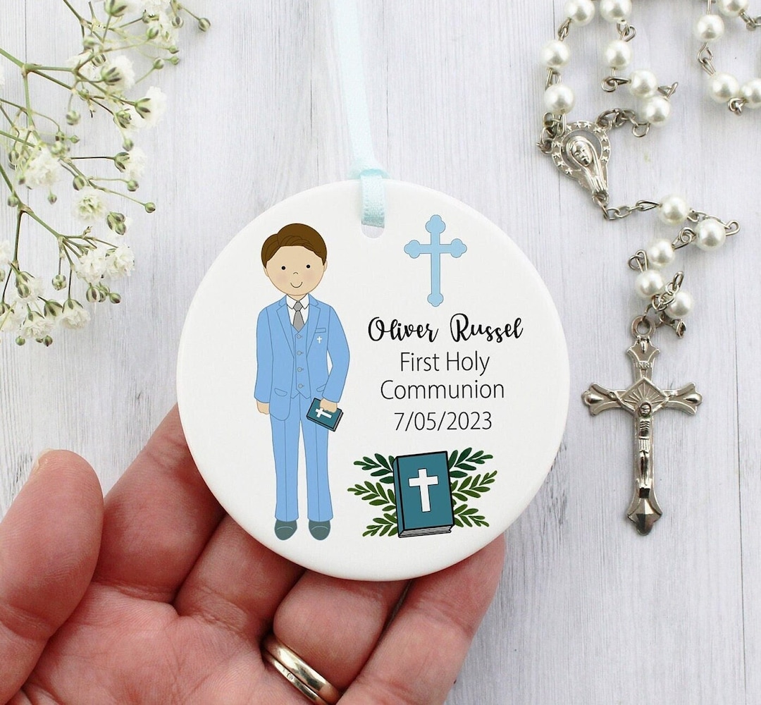 Personalized Boy First Holy Communion Ceramic Ornament - Etsy