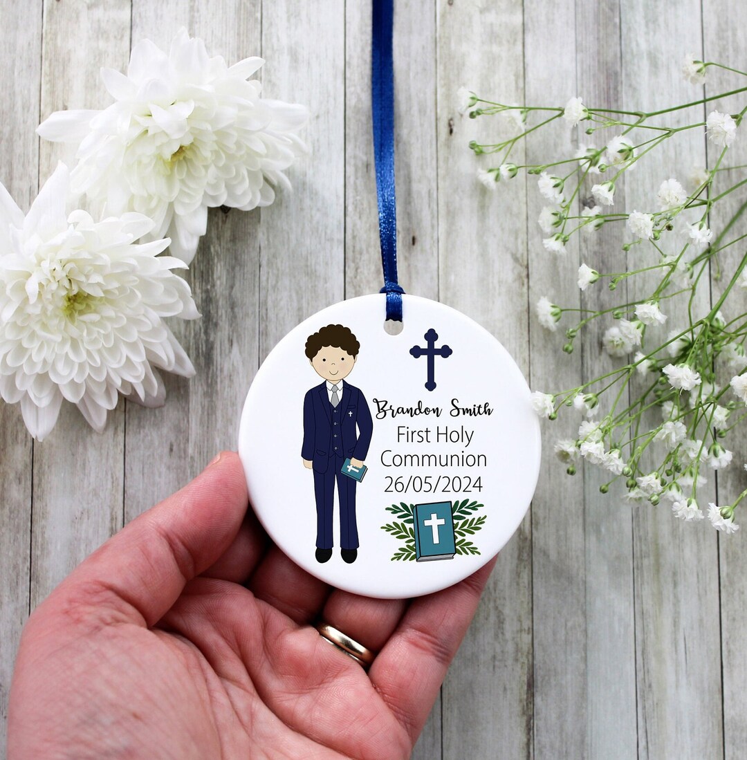 Personalized First Communion Ornament: Navy Suit Boy Gift - Etsy