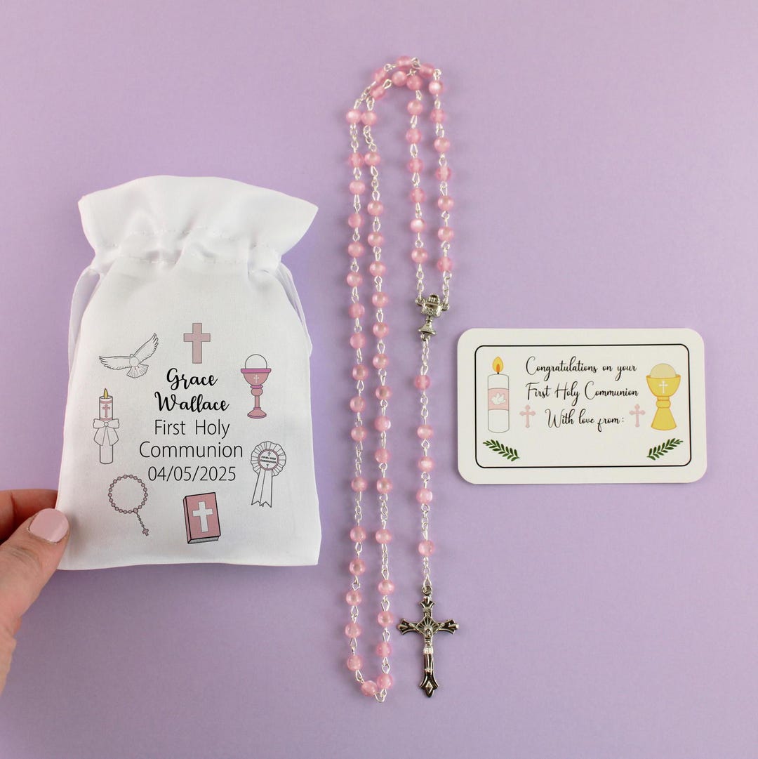 Girl First Holy Communion Rosary Set / First Communion Rosary / First ...