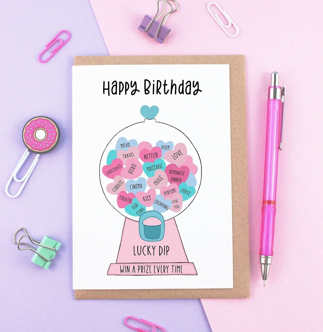 Cute Gumball Machine Card / Lucky Dip / Happy Birthday Card / Gum Ball ...