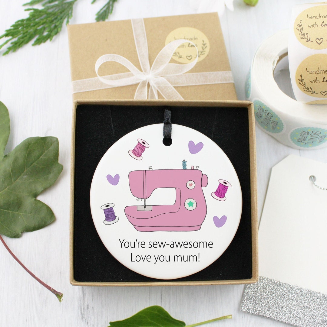 Pink Sewing Machine Ornament / Sewing Lovers Ceramic Ornament ...
