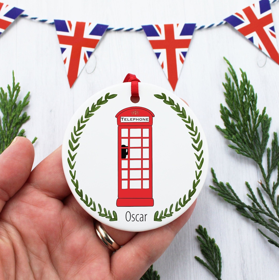 Personalized London Red Telephone Booth Christmas Ornament - Etsy