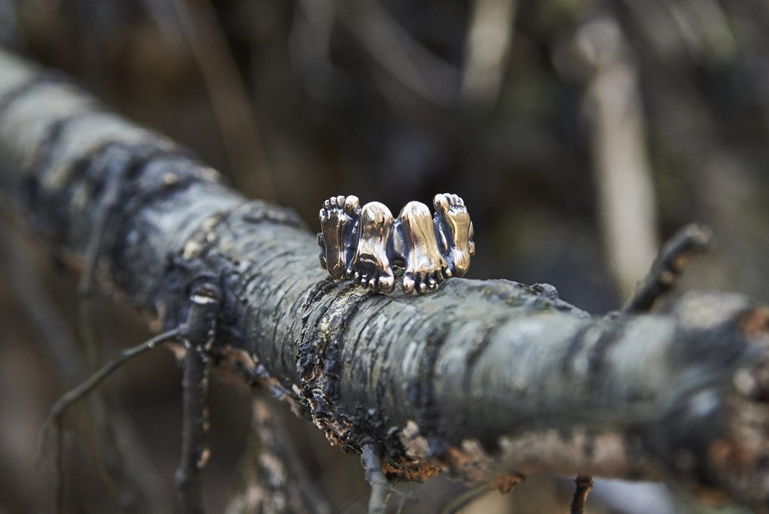 Four Feet Ring, Bronze or Sterling Silver | Handmade Adjustable Avant ...