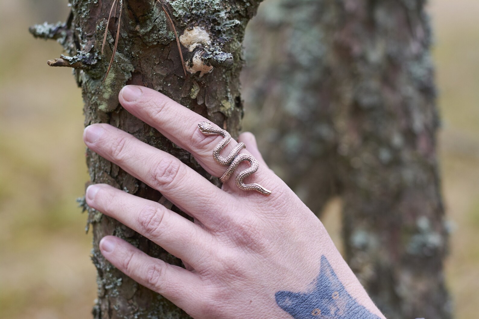 Snake Wrap Ring Bronze or Sterling Silver Long Snake Ring - Etsy