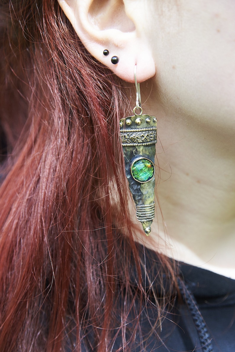 Baltic Ancient Sign Earrings Long Handcrafted Earrings | Etsy