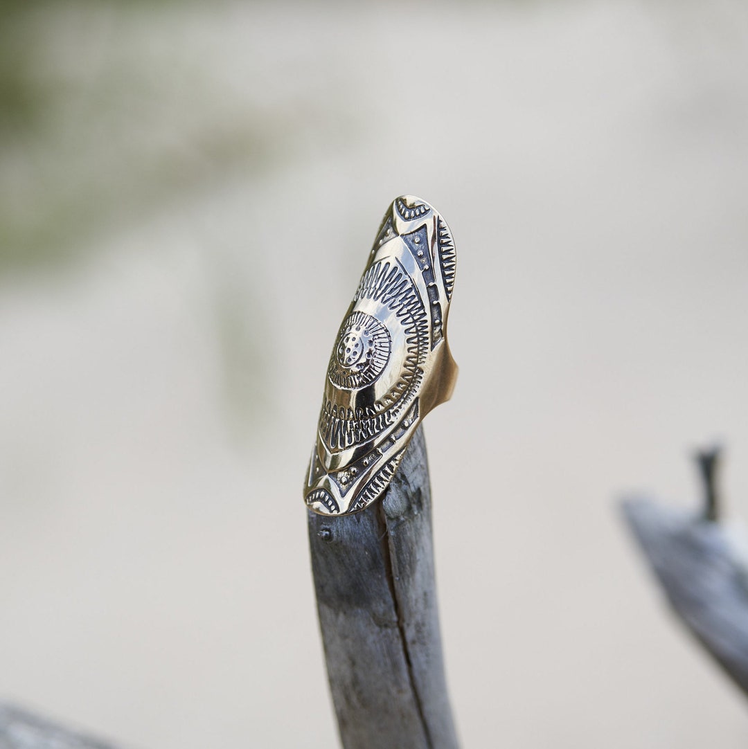 Bohemian Tribal Full Finger Ring for Women, Bronze or Silver, Extra ...
