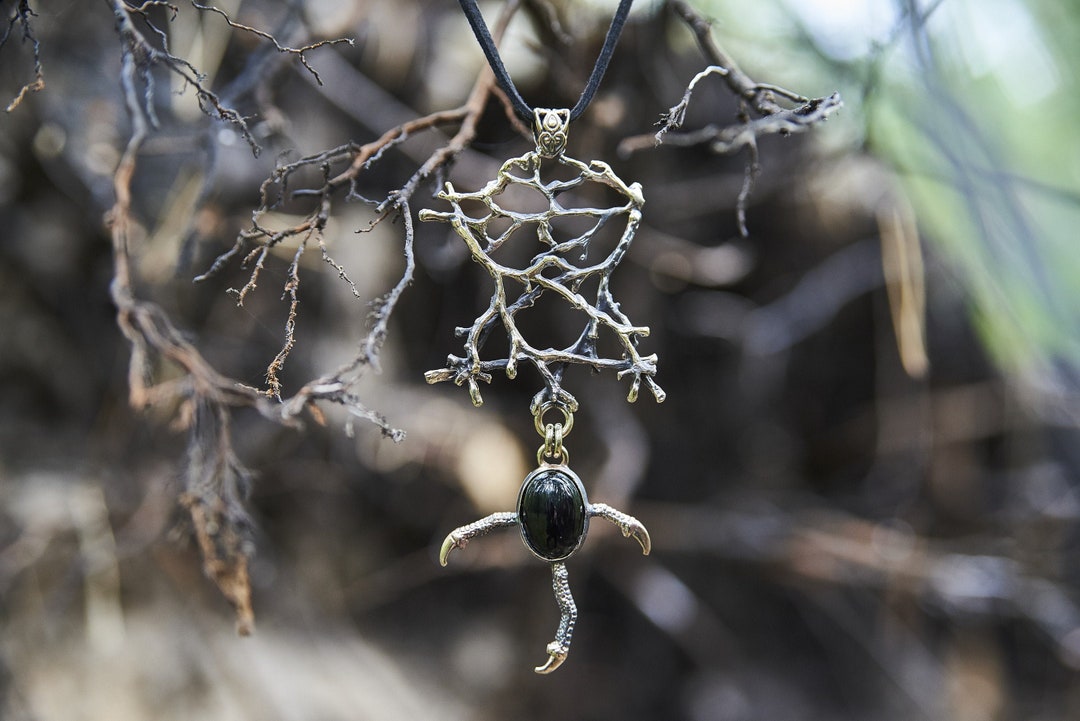 Witch Pendant Necklace, Handcrafted Occult Protection Necklace, Occult ...