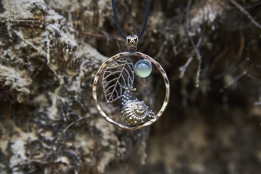 Handmade Snail Bronze Necklace, Snail Jewelry, Cute Witchy Necklace - Etsy
