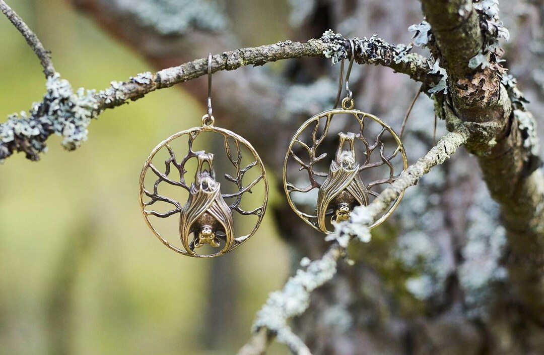 Enchanted Forest Bat Earrings | Handcrafted Bronze Nature Jewelry ...