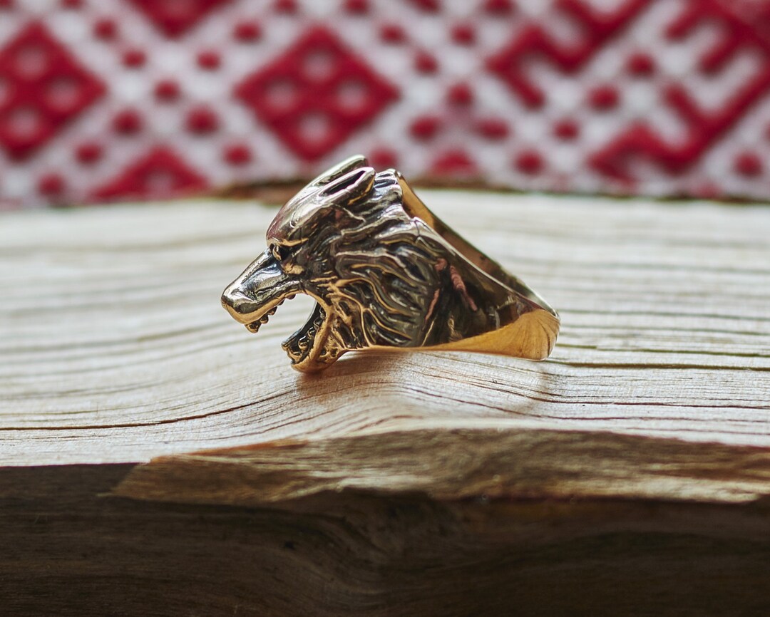 Wolf Ring for Men in Bronze or Sterling Silver, Unique Gothic Wolf Head ...