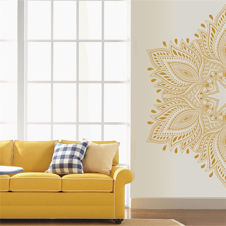 Mandala Wall Stickersmandala in Half Wall Sticker - Etsy