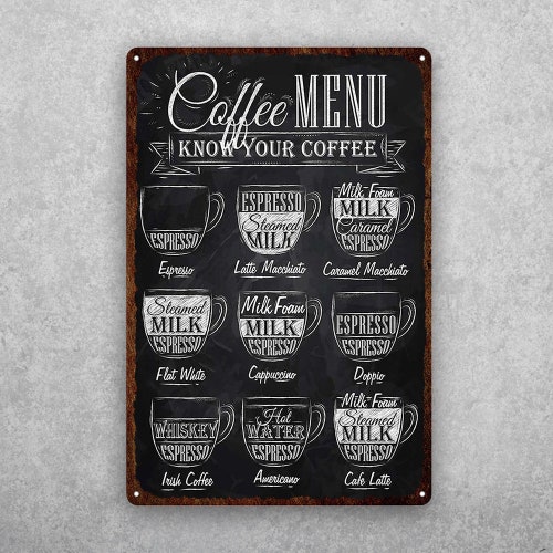 Vintage Coffee Menu Sign Metal Coffee Tin Sign for Home - Etsy