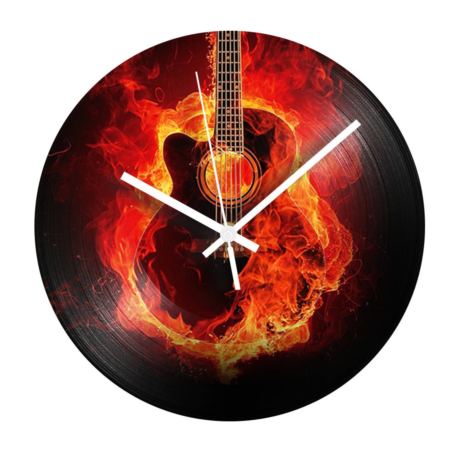 Guitar Theme Record Wall Clock Vinyl Record CD Vintage Clock - Etsy