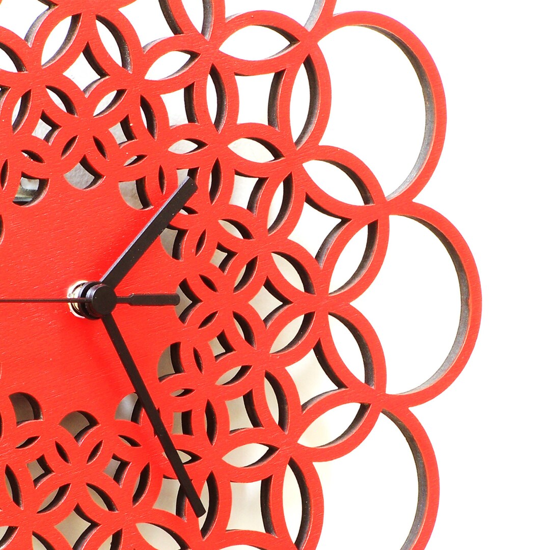 Large Red Wall Clock: Flower of Life Clock, Geometric / Mandala ...