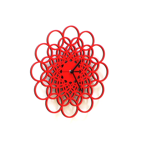 Red Wall Clock - Etsy