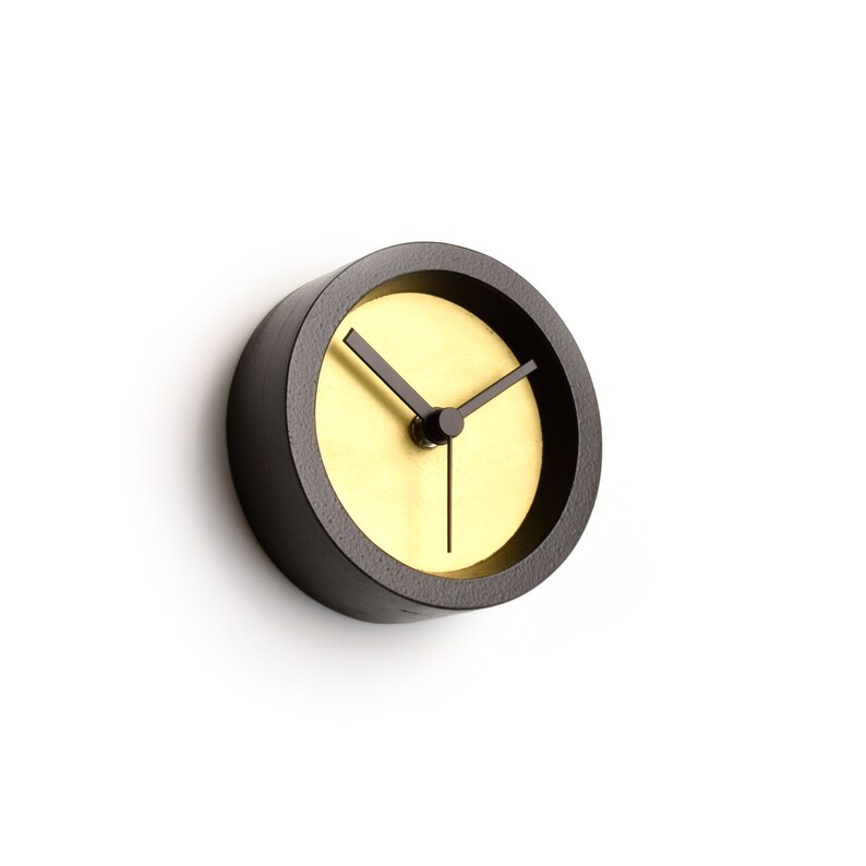 Small Wall Clock: Glistening Surface, Minimalist Design - Compact Black ...