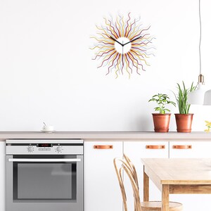 Colorful Sun Wall Clock: Starburst Wall Decor for Wall // Handmade Medusa Meadow Wall Clock by ...