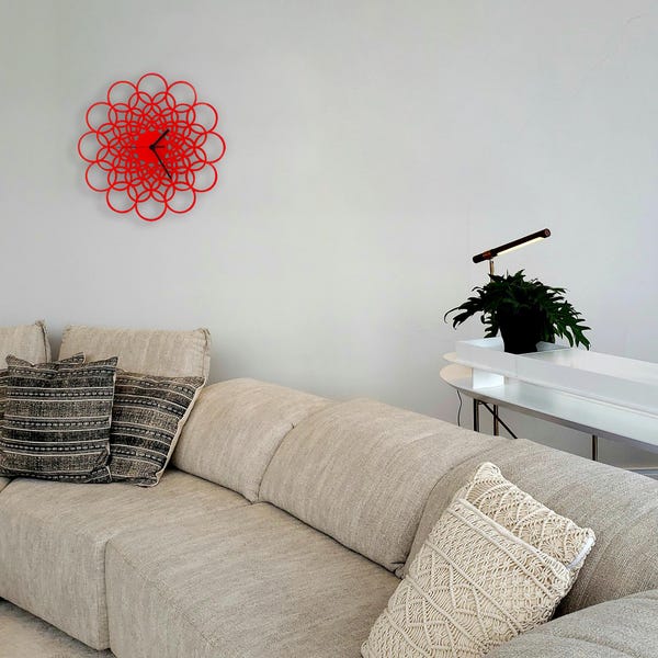 Red Wall Clock - Etsy