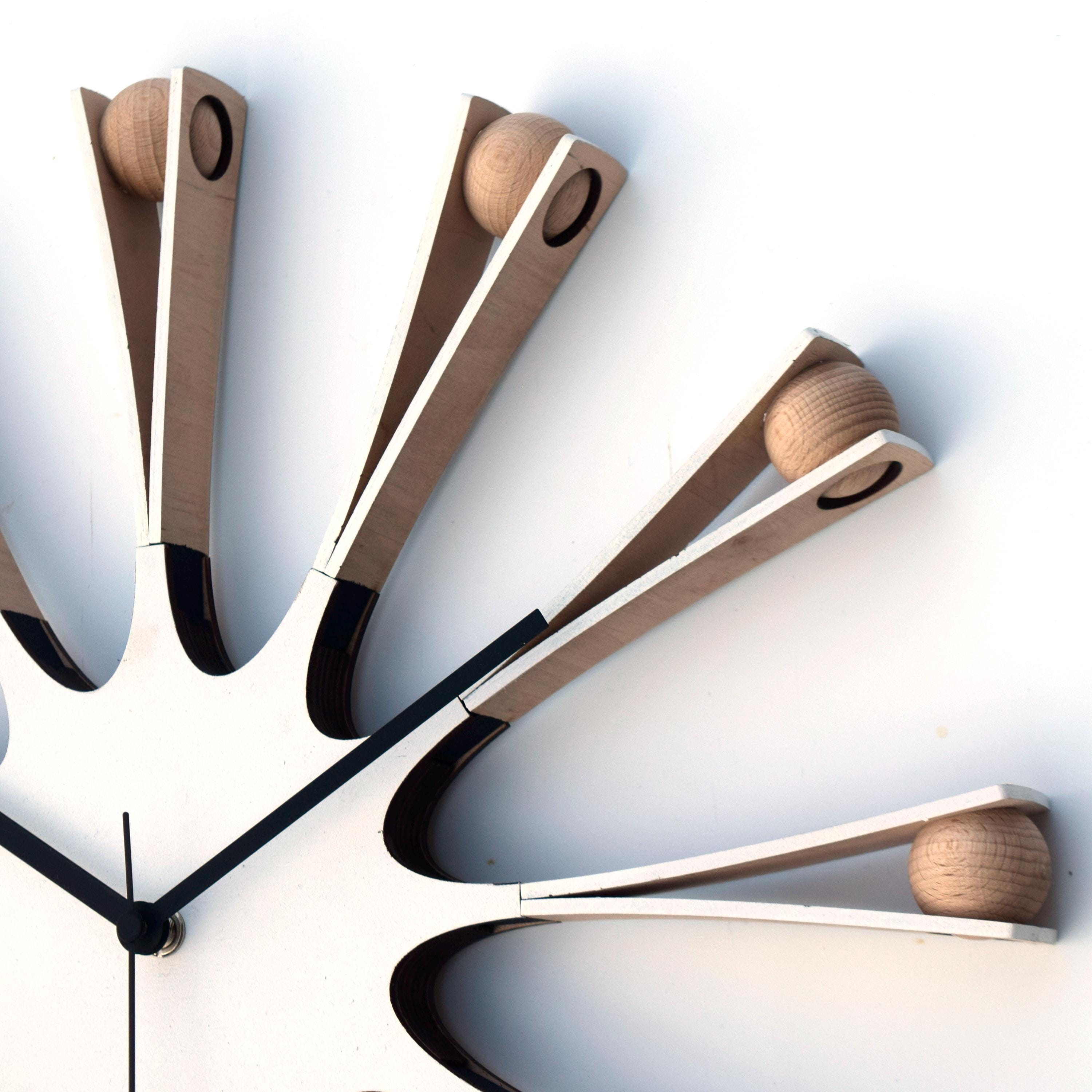 Juggler - Handmade Geometric Wall Clock Made of Bent Plywood and Wooden ...