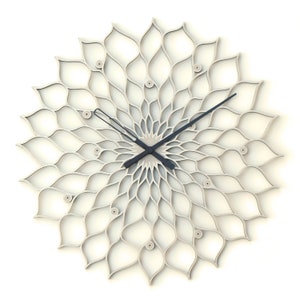 Sunflower Oversized Silver Clock: Wall Clock / Living Room Art / Extra ...