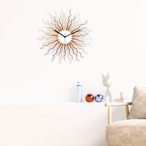 Colorful Sun Wall Clock: Starburst Wall Decor for Wall // Handmade Medusa Meadow Wall Clock by ...