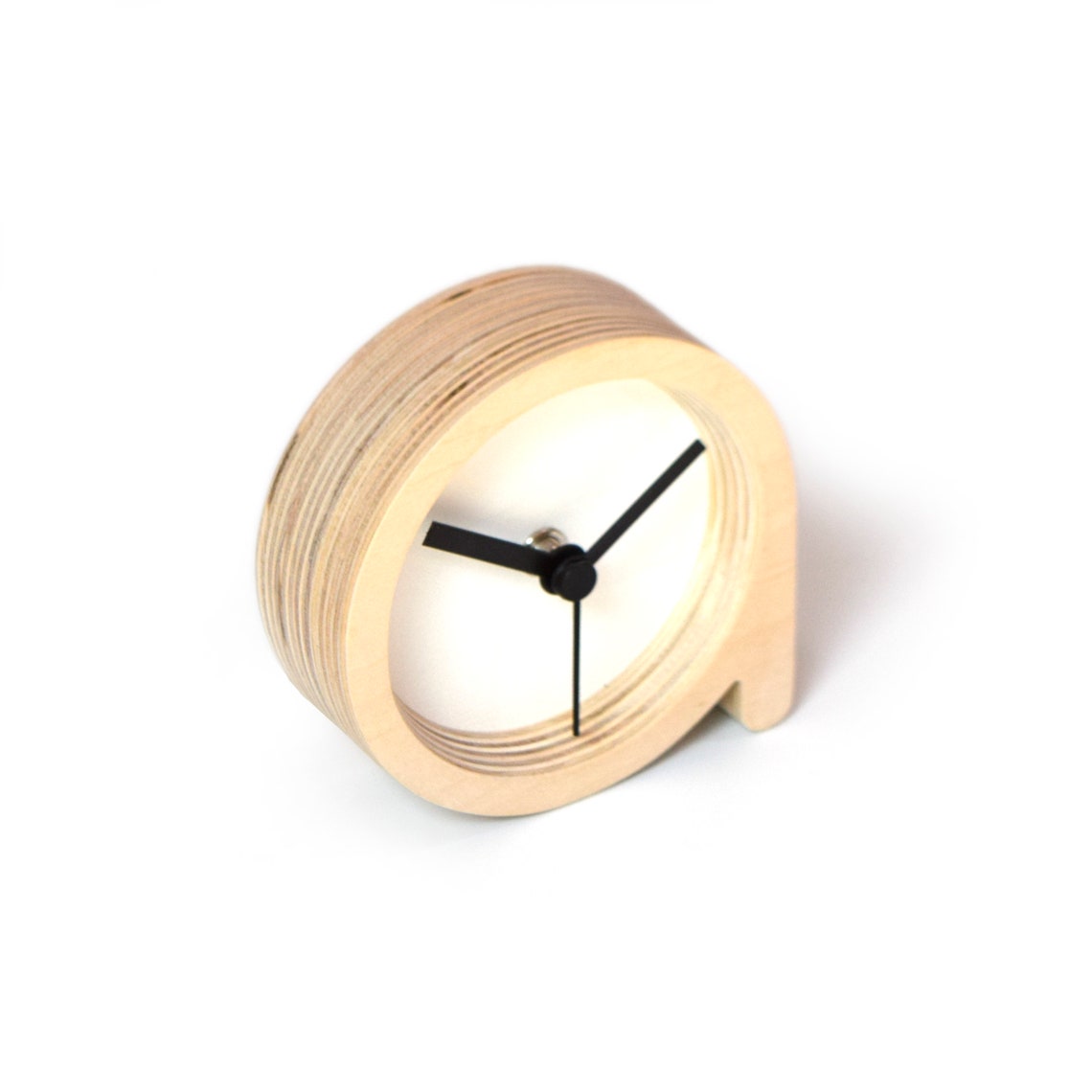 Small Minimalist Desk Clock With Natural Wood Body / Compact A! (white ...